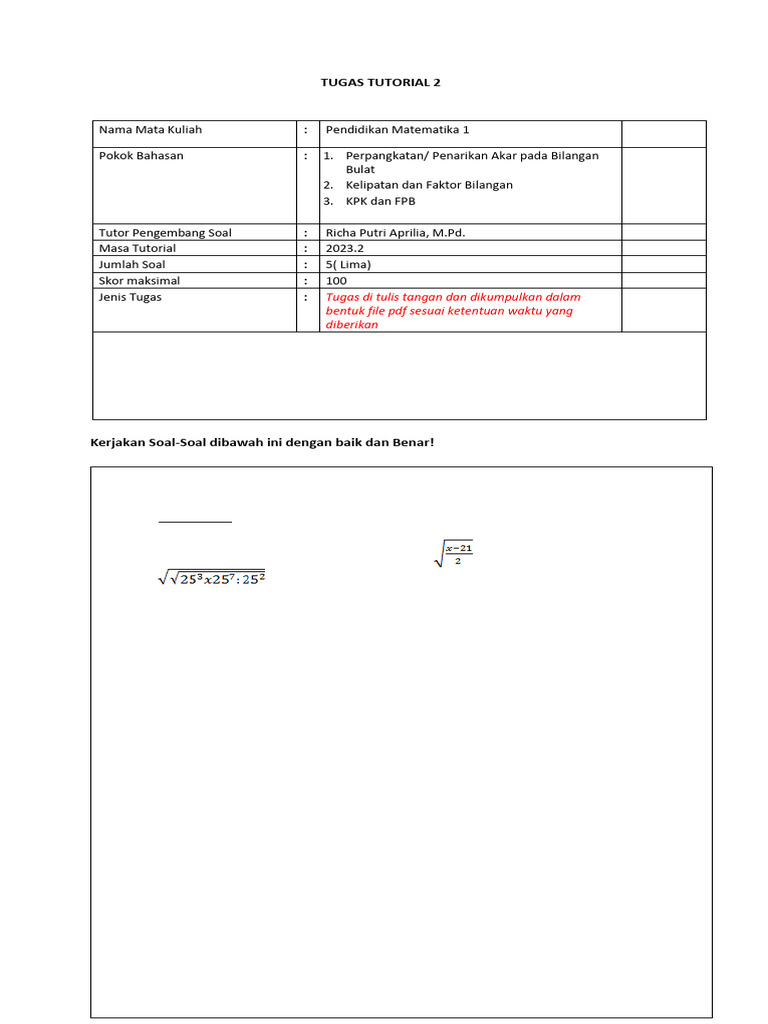 TUGAS TUTORIAL 2 Terbaru | PDF