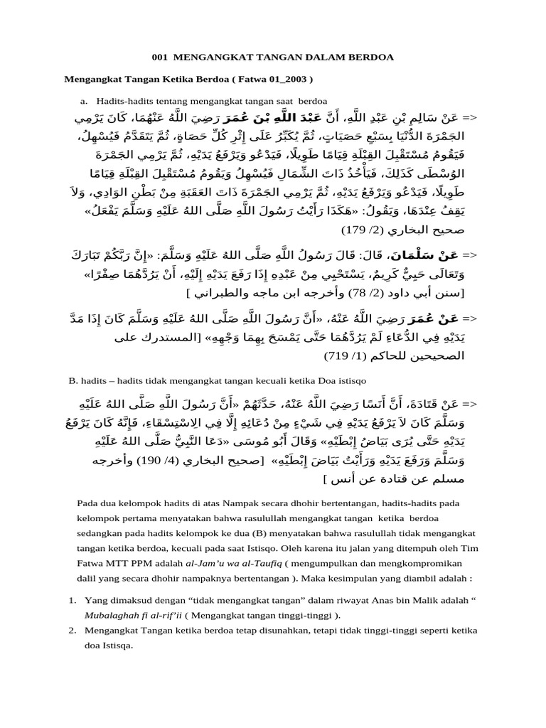 001 Mengangkat Tangan Dalam Berdoa | PDF