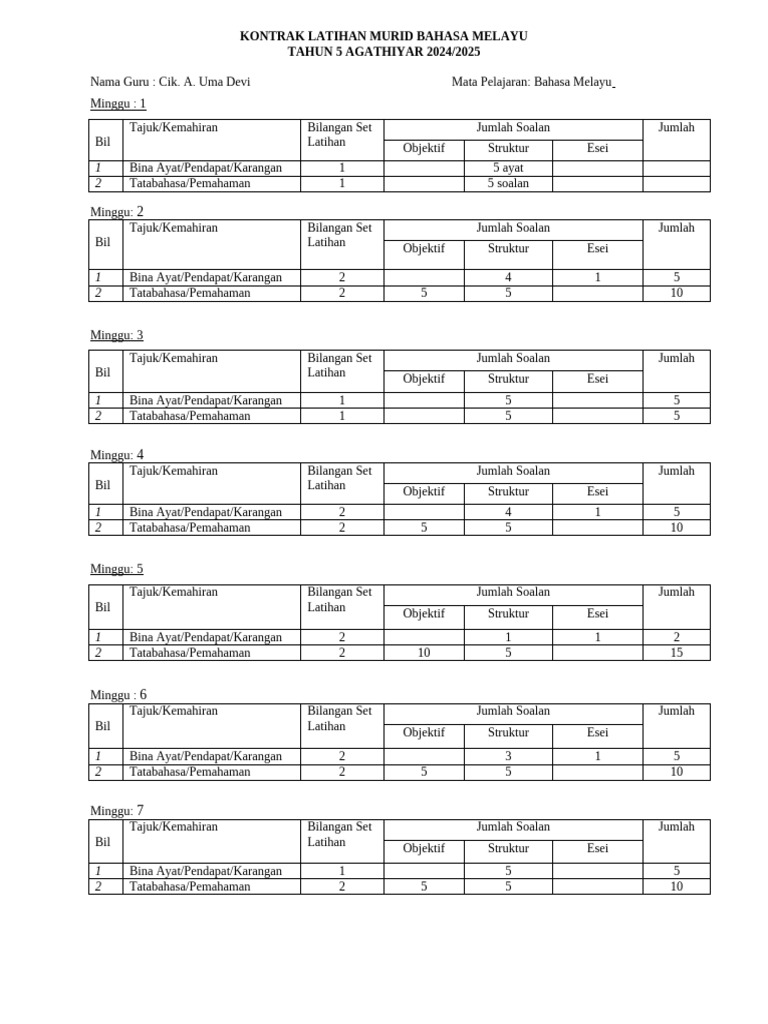 KONTRAK_LATIHAN_BM_T5 | PDF