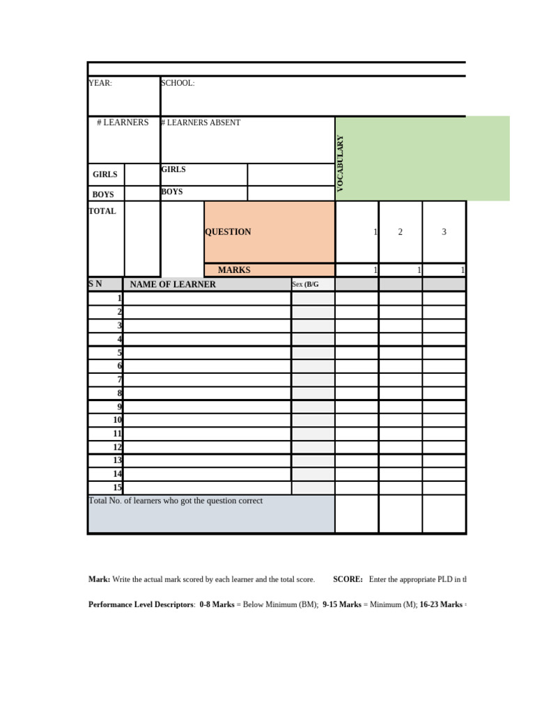 Grade 4 Literacy Assessment Record | PDF | Learning | Human Communication