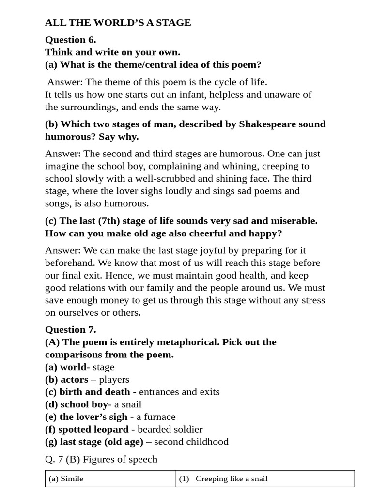 All the world's a stage Exercise | PDF | Poetry | Poetics
