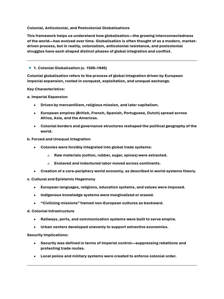 Phases of Globalisation: Colonial to Postcolonial | PDF | Colonialism ...
