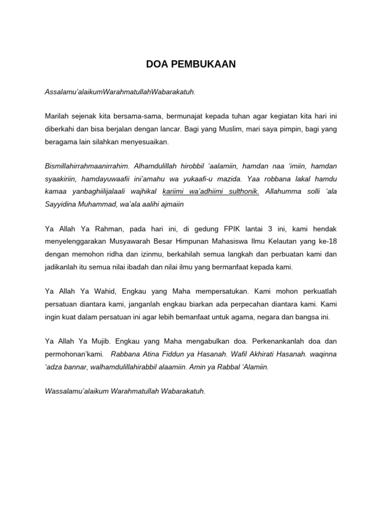 DOA PEMBUKAAN | PDF