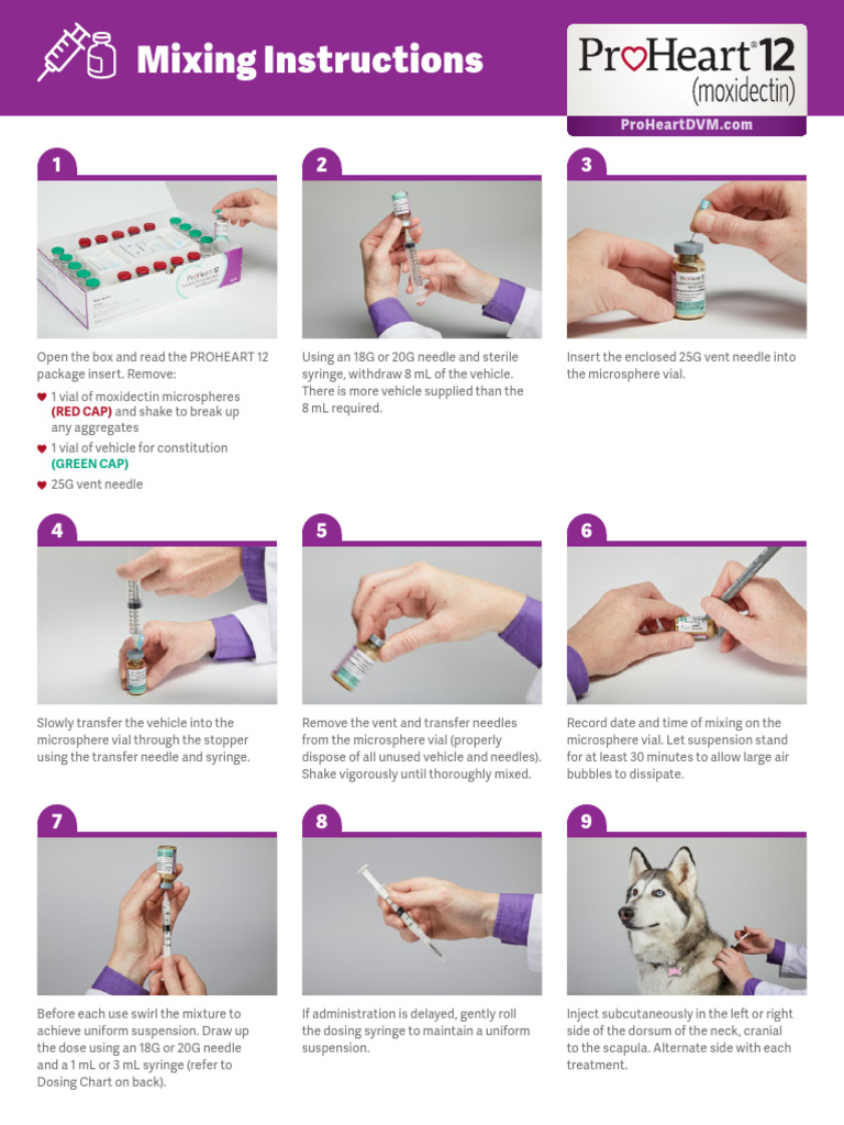 Proheart 12 Mixing and Dosing Guide | PDF | Dose (Biochemistry) | Chemistry