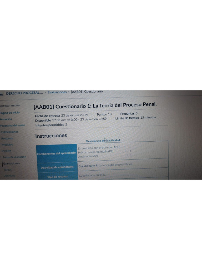 1 DER PROC PENAL I Cuestionario 1 la teoría del proceso penal (1) (2) | PDF