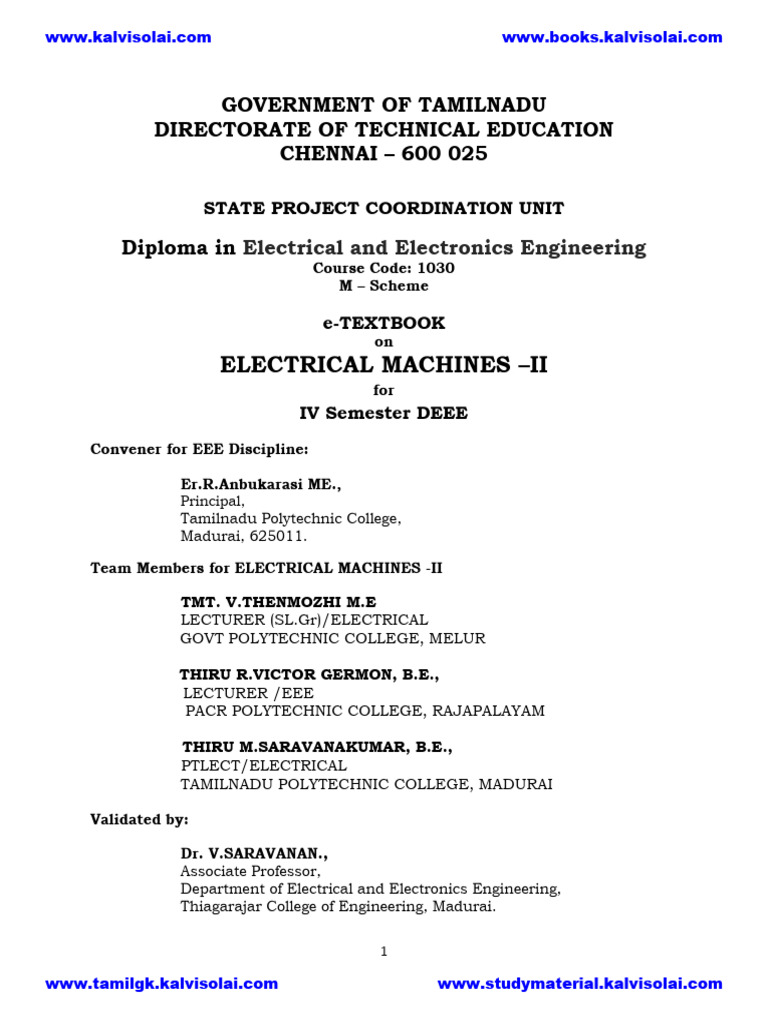 Eee Polytechnic Engineering-Eee Part-II (Electrical Machines II ...