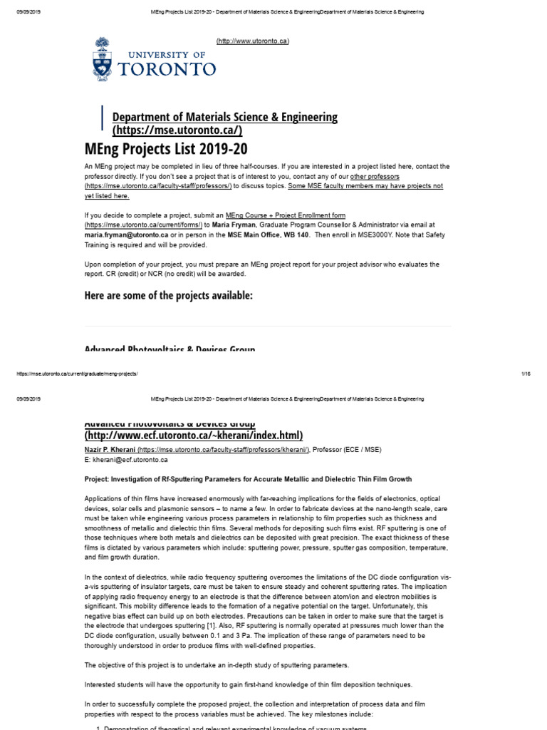 MEng Projects 2019-20 in Materials Engineering | PDF | Shape Memory ...