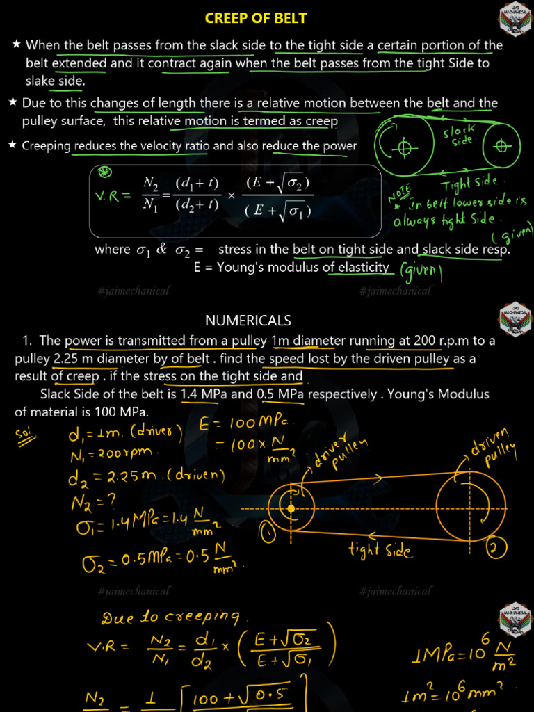 Lect-3 Creep of Belt, Power Transmitted - 53208234 - 2025 - 03!03!13 - 08-Invert-Invert | PDF