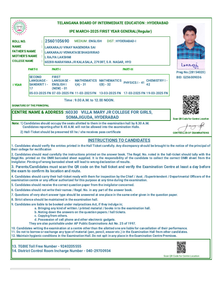 __ First Year Hall Ticket Download _ | PDF