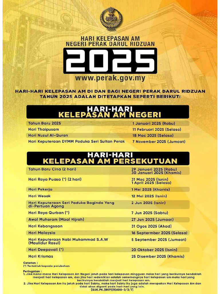 Hari Kelepasan Am 2025 | PDF