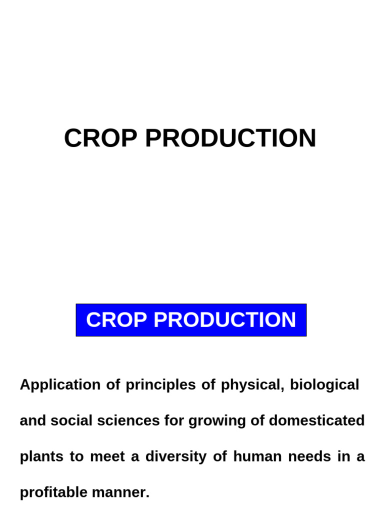 01 01 Crop Production | PDF