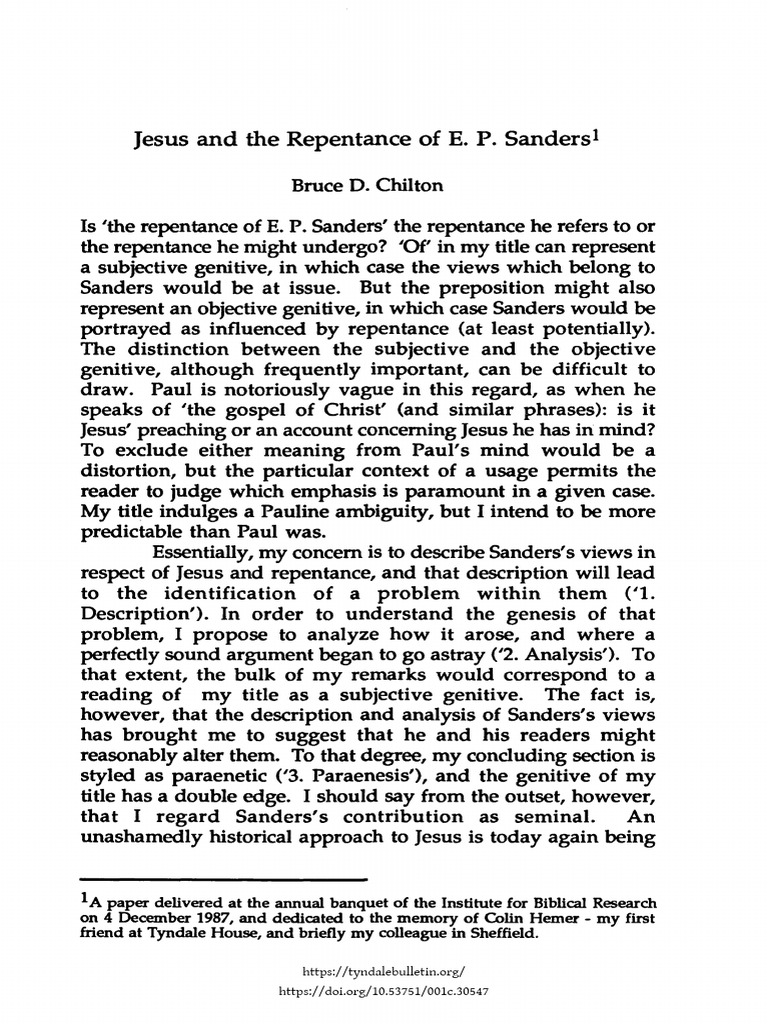 Jesus and The Repentance of e P Sanders | PDF | Jesus | Pharisees