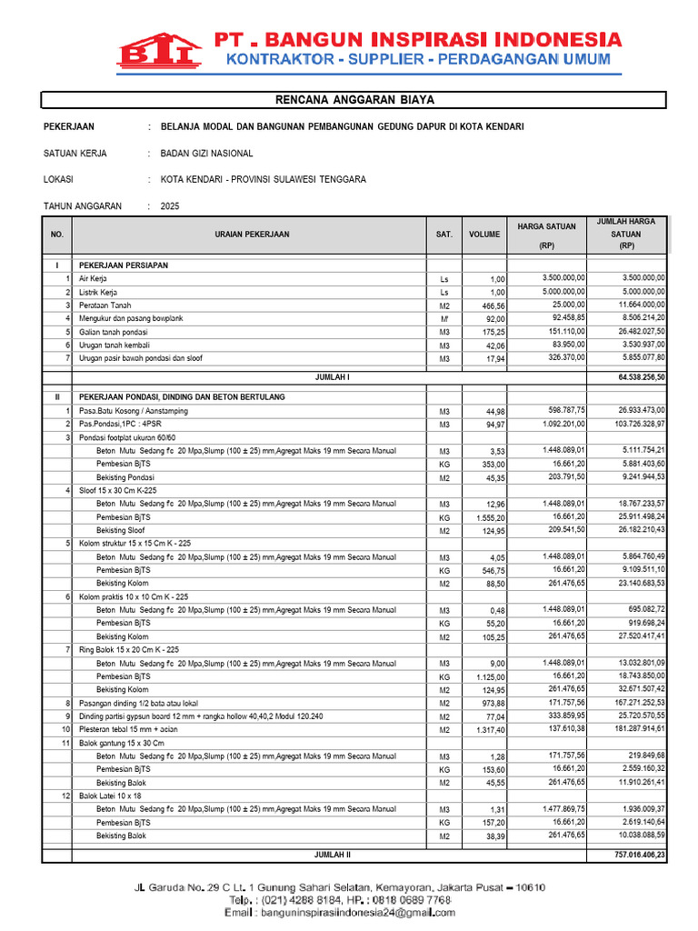 Daftar Kuantitas Dan Harga Kota Kendari | PDF