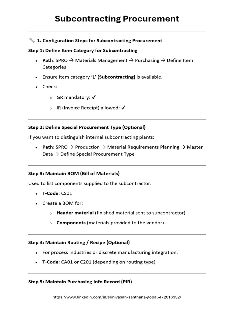 SAP S4HANA SD Subcontracting Procurement in MM Blog | PDF | Invoice ...