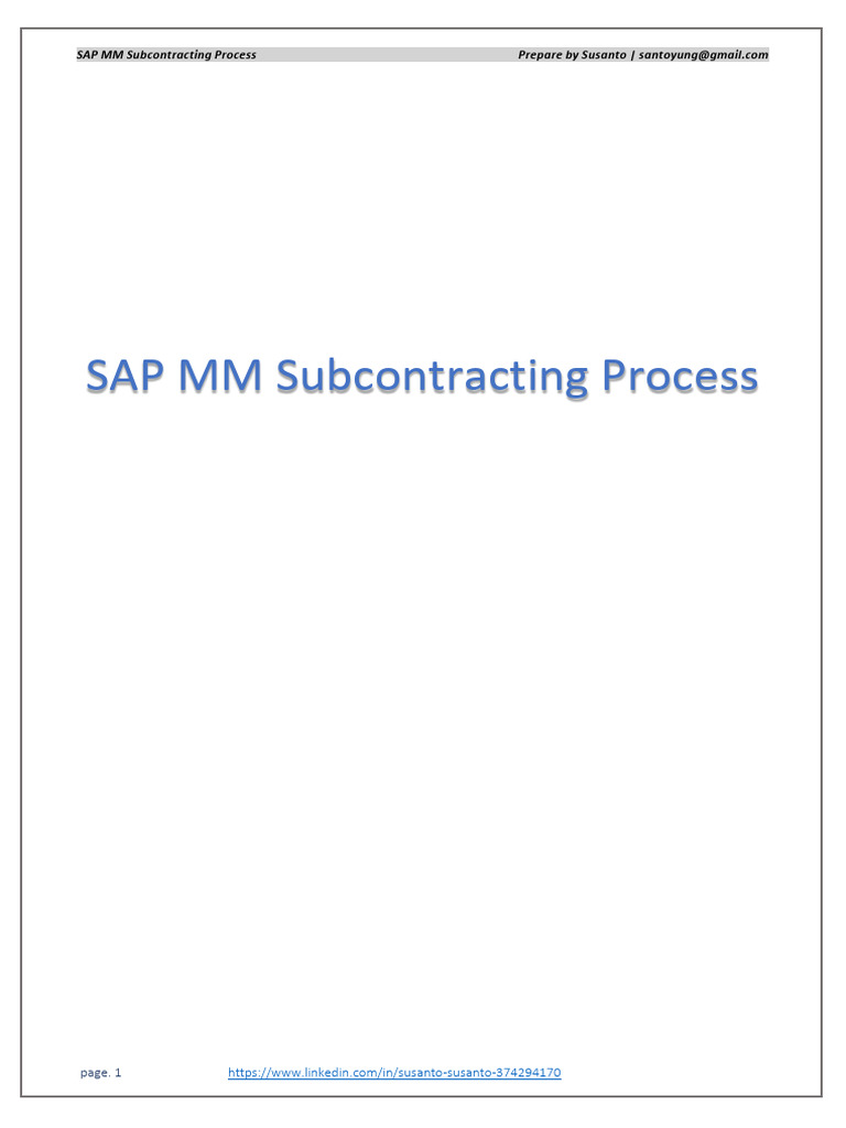SAP S4HANA MM Subcontracting Process Blog | PDF | Subcontractor | Debits And Credits
