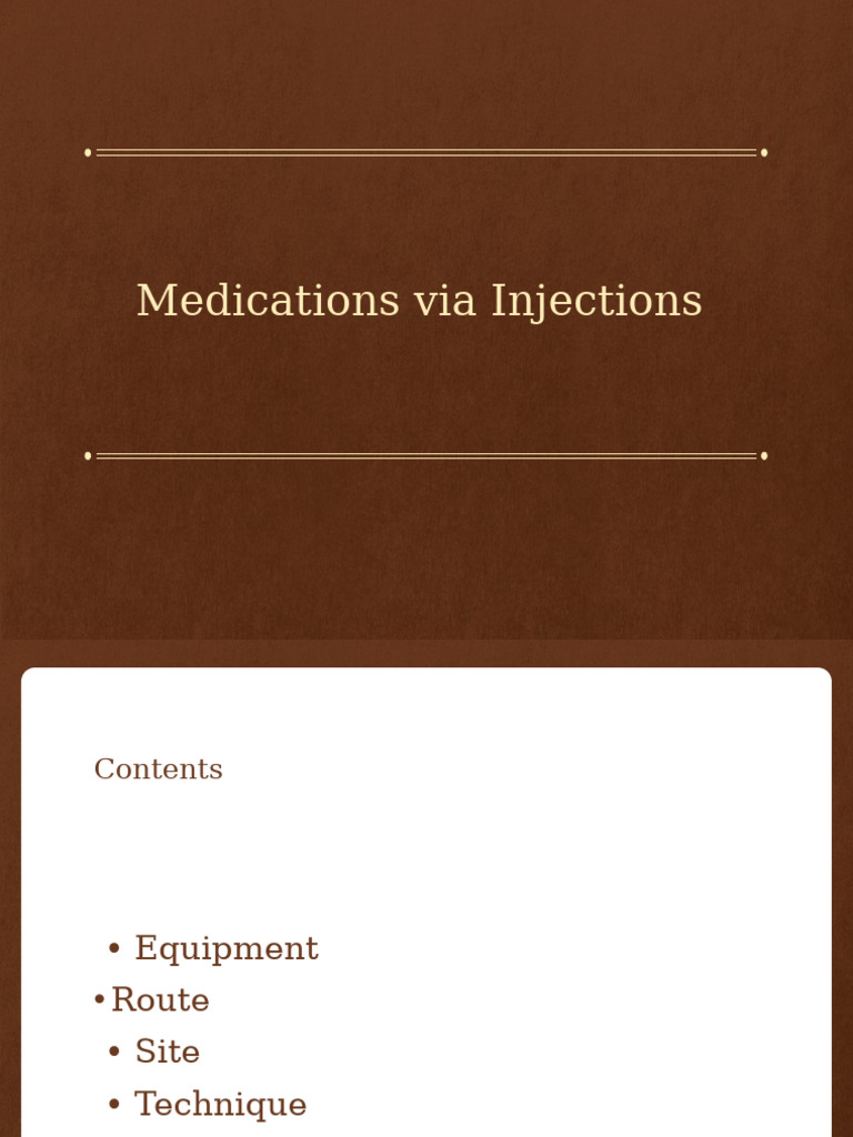 Medications Via Injections | PDF | Injection (Medicine) | Medical ...