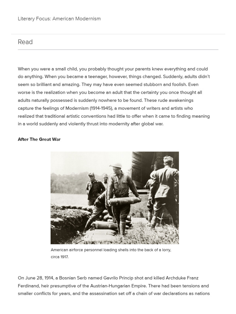 Hailey Harris - Read - Lit Focus - American Modernism | PDF | Modernism ...