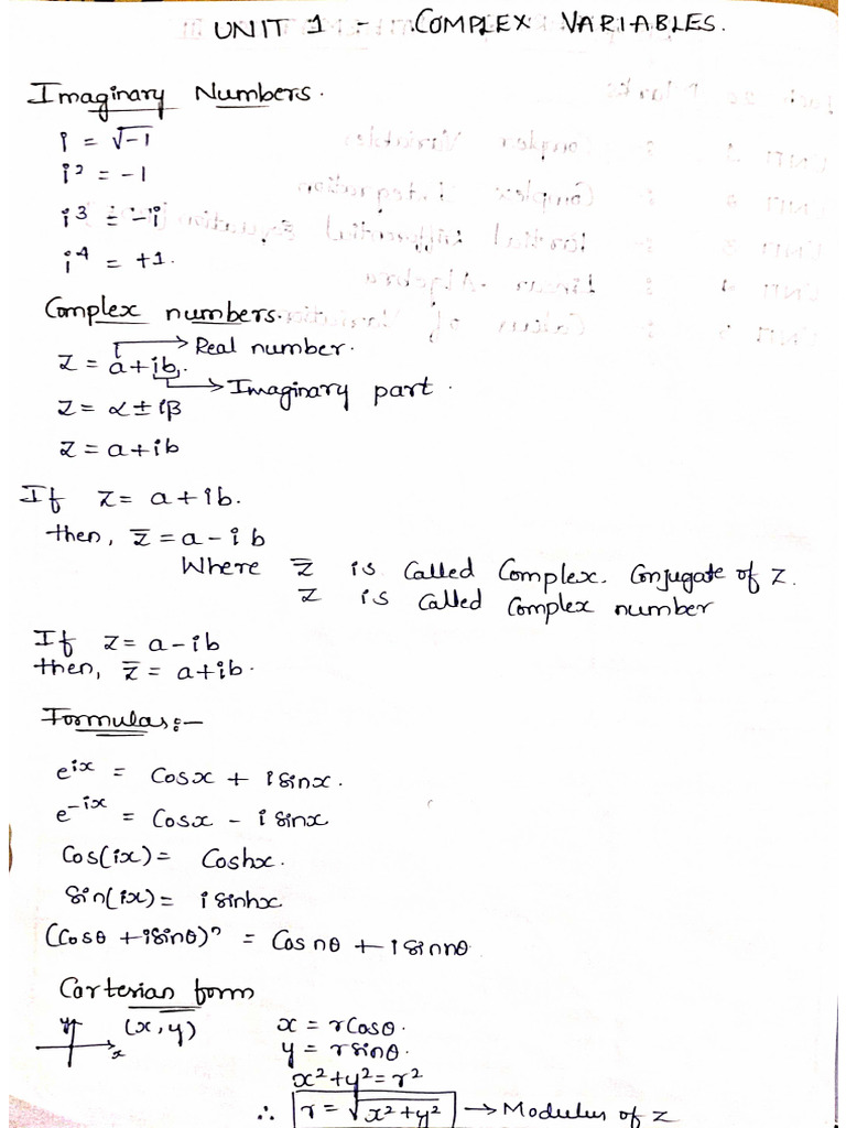 Maths Chapter 1(Complex Variables) | PDF