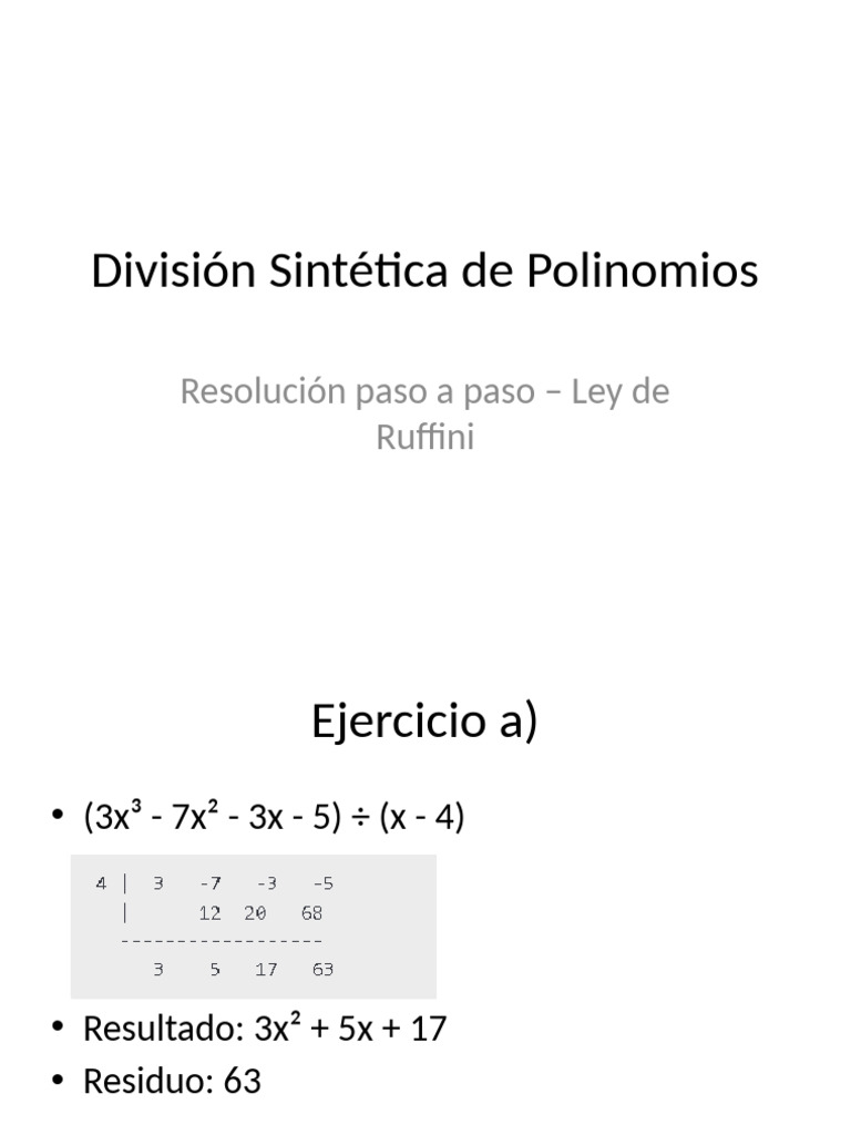 Division Sintetica Polinomios | PDF