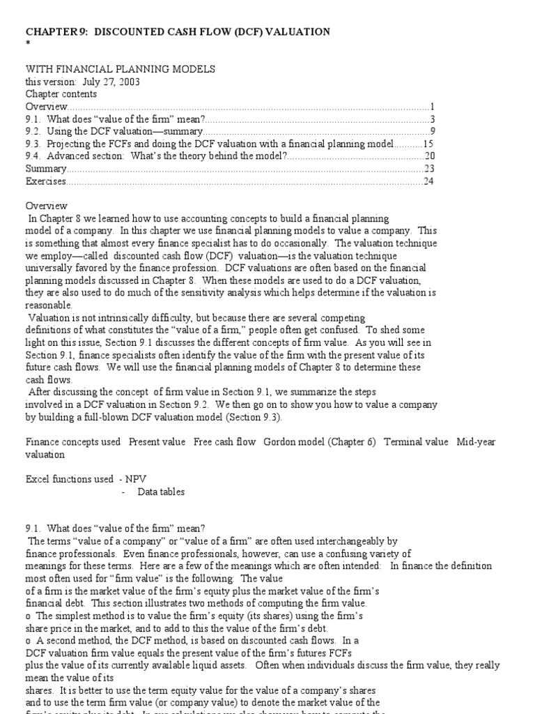 DCF Valuation Explained | PDF | Cost Of Capital | Discounted Cash Flow