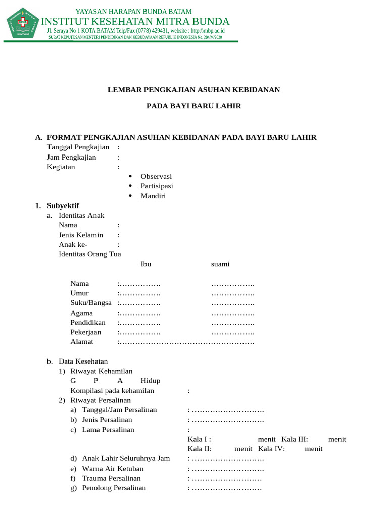 CONTOH PENDOKUMENTASIAN SOAP BBL Salinan | PDF