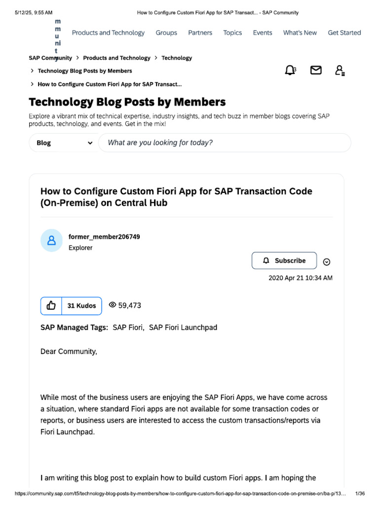 How To Configure Custom Fiori App For SAP Transaction Code-On-Premise ...