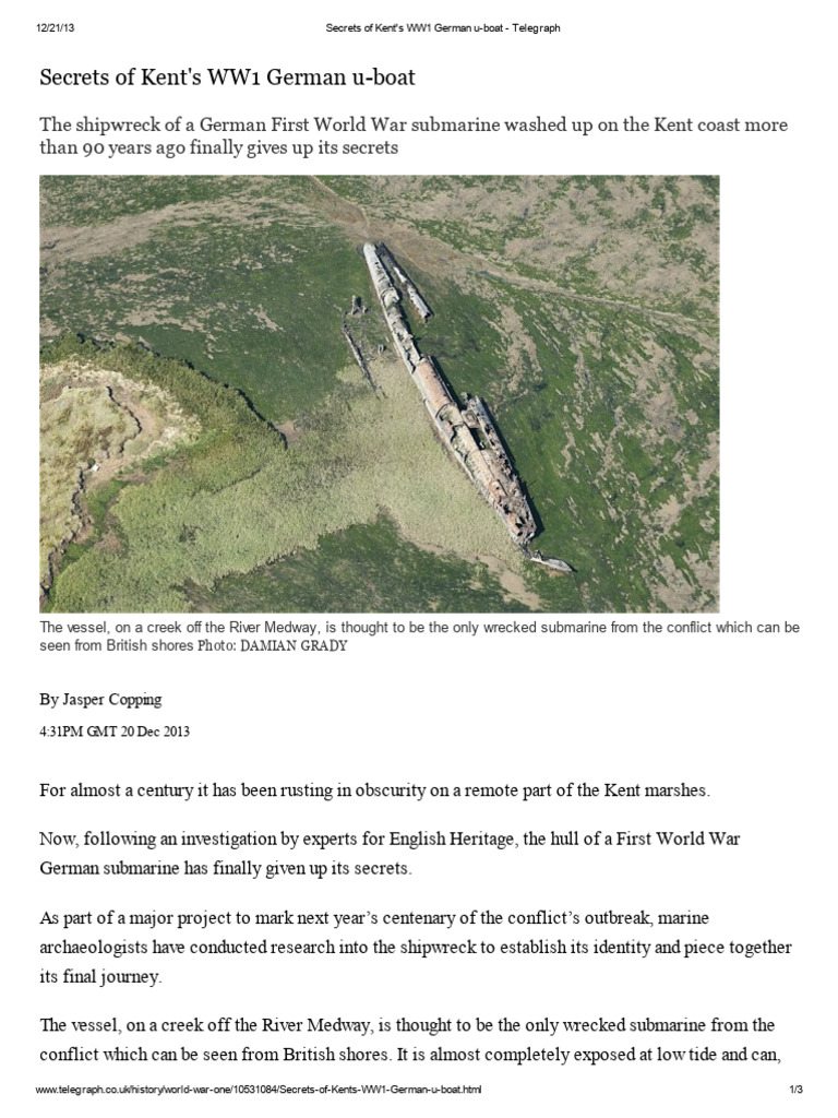 Secrets of Kent's WW1 German U-Boat - Telegraph | PDF | U Boats ...