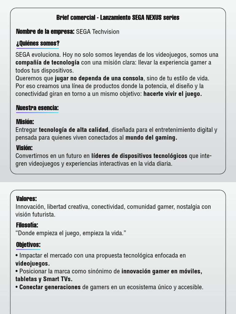 Brief SEGA | PDF | Videojuegos | Marketing