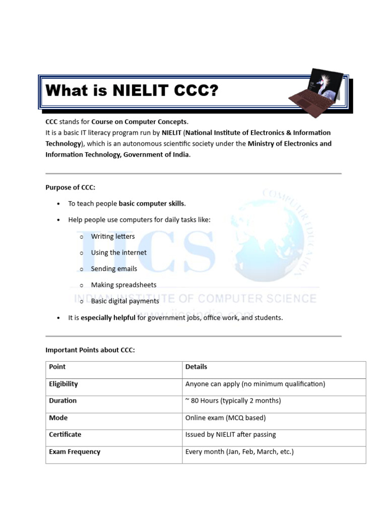 What Is NIELIT CCC | PDF | Computer Data Storage | Personal Computers