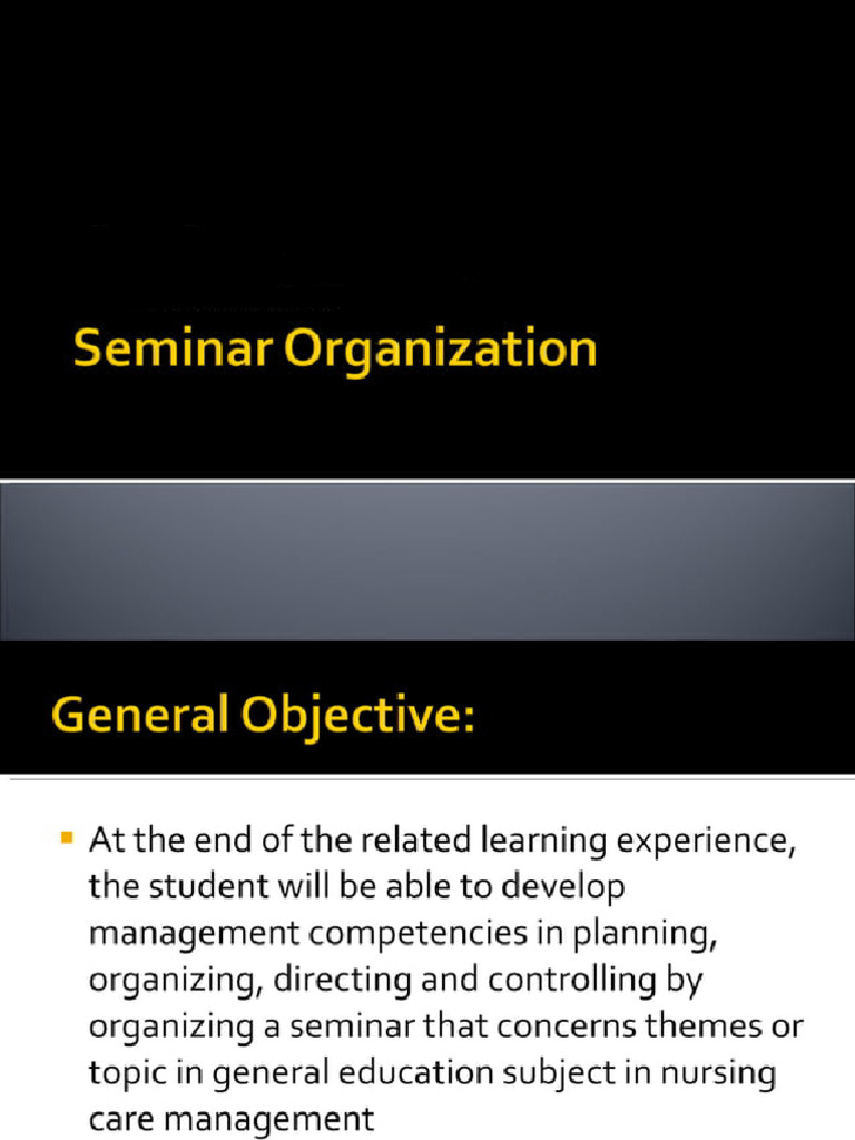 Seminar Organization | PDF