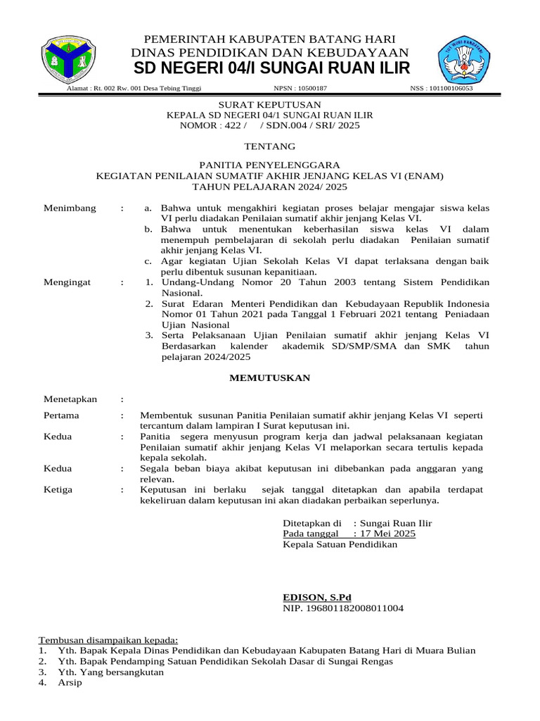 SK Panitia Psaj Tahun 2025 | PDF