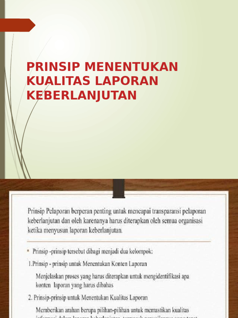 Prinsip Menentukan Kualitas Laporan Keberlanjutan | PDF
