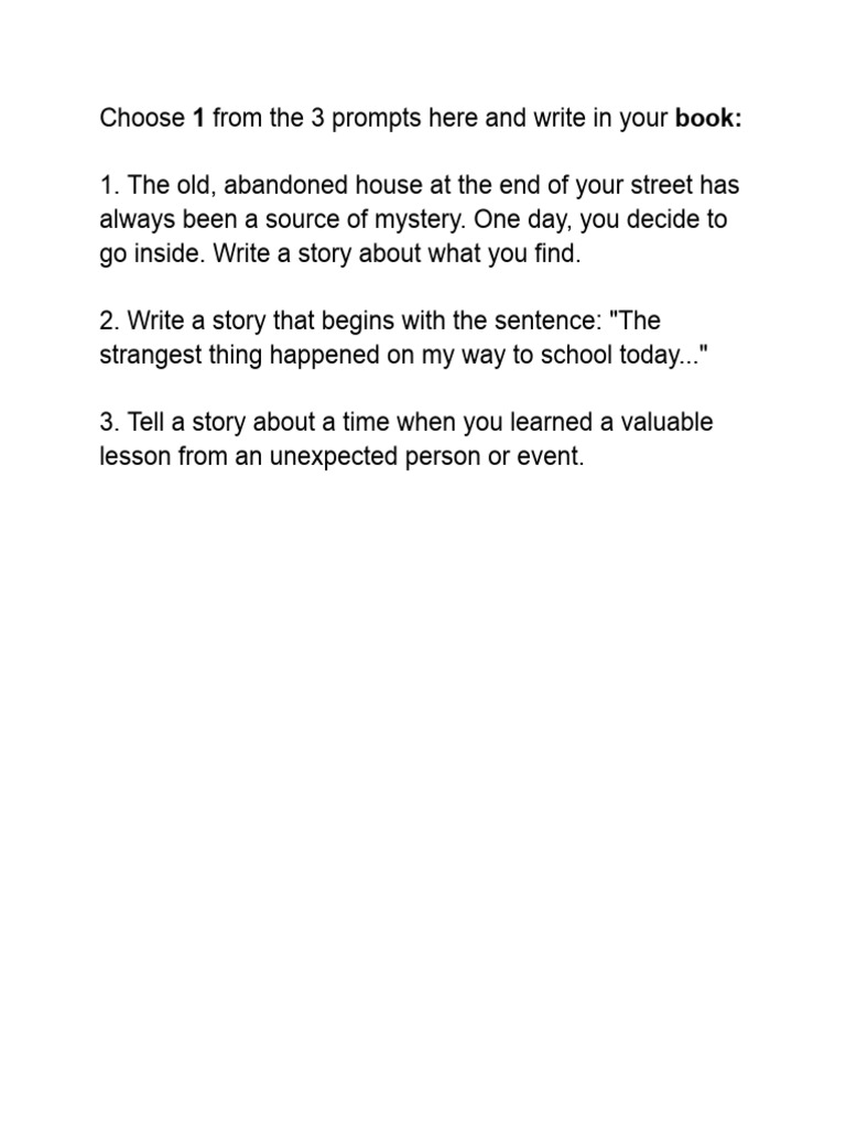 Writing Narrative Prompt | PDF