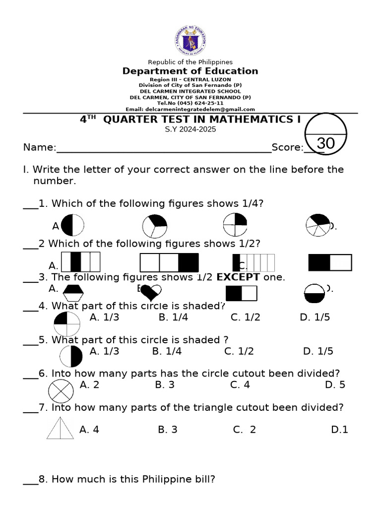 Math- 4TH QUARTER 2024-2025 F | PDF | Algebra | Numbers
