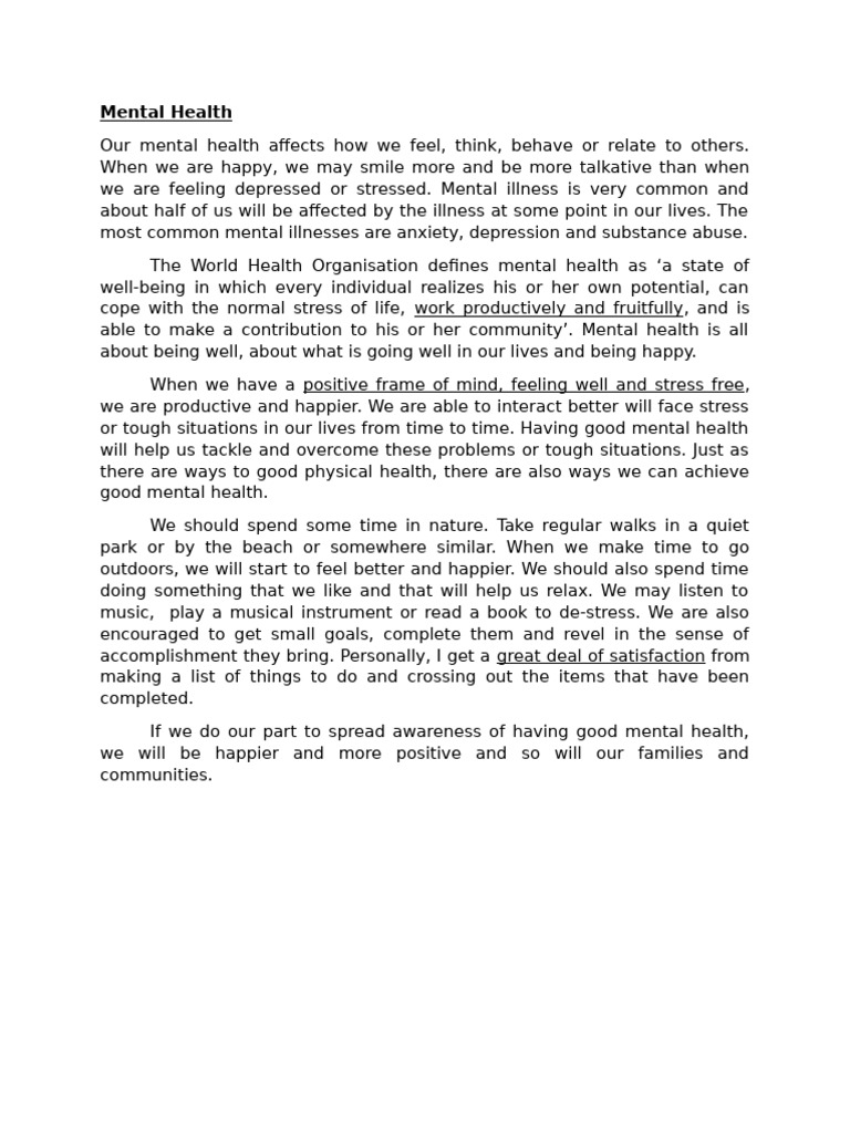 Essay Mental Health | PDF