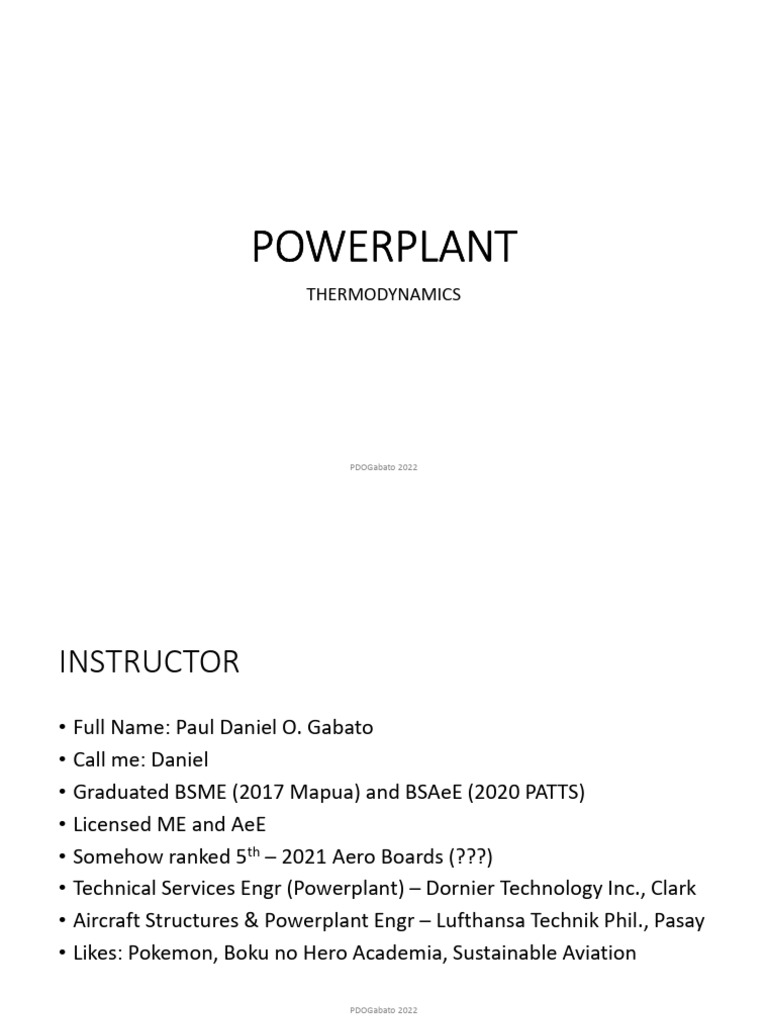 Powerplant Thermodynamics 1 | PDF | Gases | Pressure