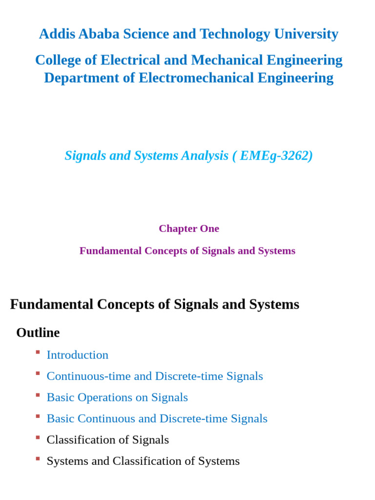 01-Fundamental Concepts of Signals and Systems | PDF | Exponential Function | Discrete Time And ...