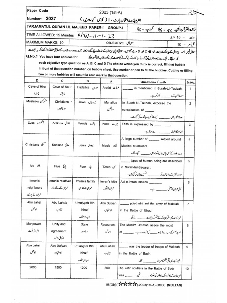 Tarjama-tul-Quran-11 (MTN-23) | PDF