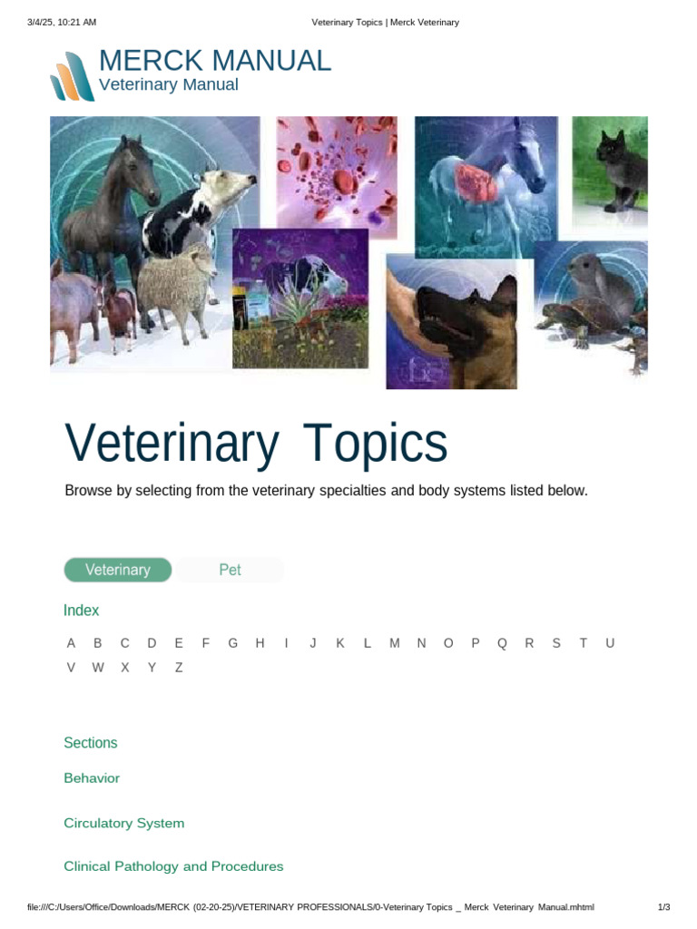 Veterinary Topics in Merck Manual | PDF