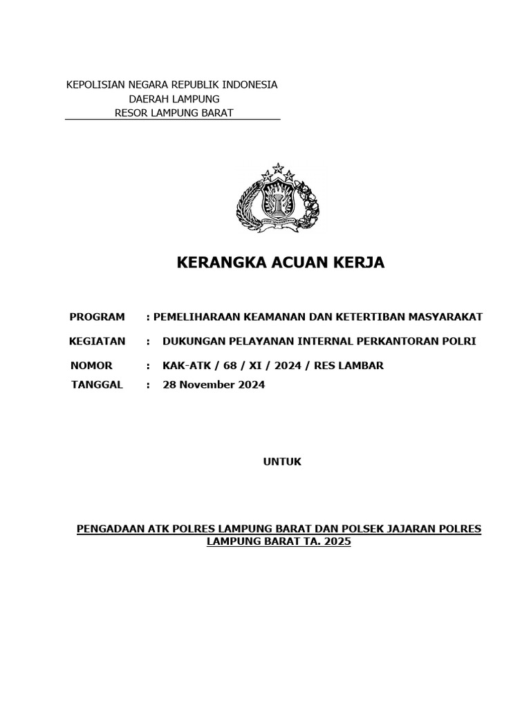 Kak Atk Polres Lambar 2025 | PDF