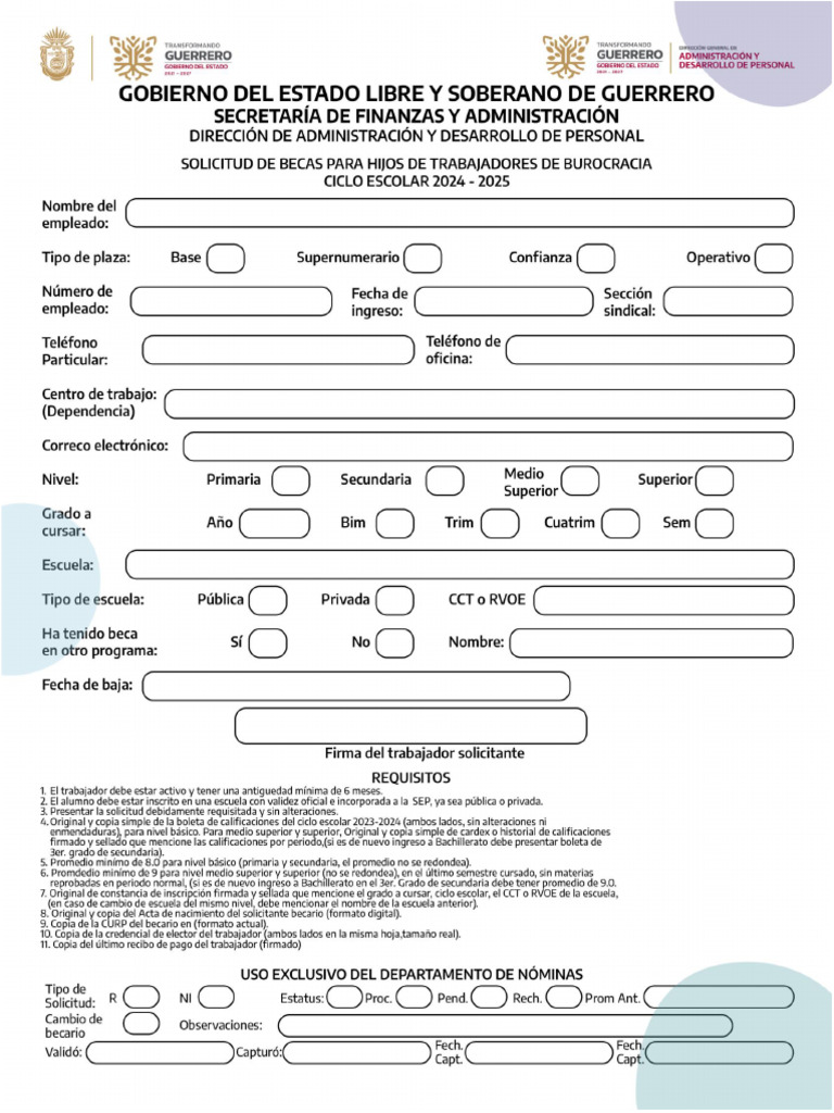 Formato de Solicitud Becas Hijos | PDF