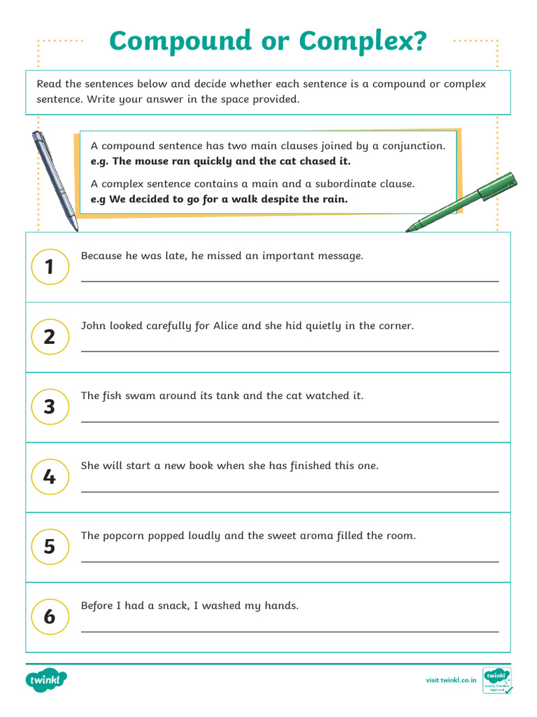 In-En-1736439432-Compound-Or-Complex-Sentences-Worksheet - Ver - 1 2 ...