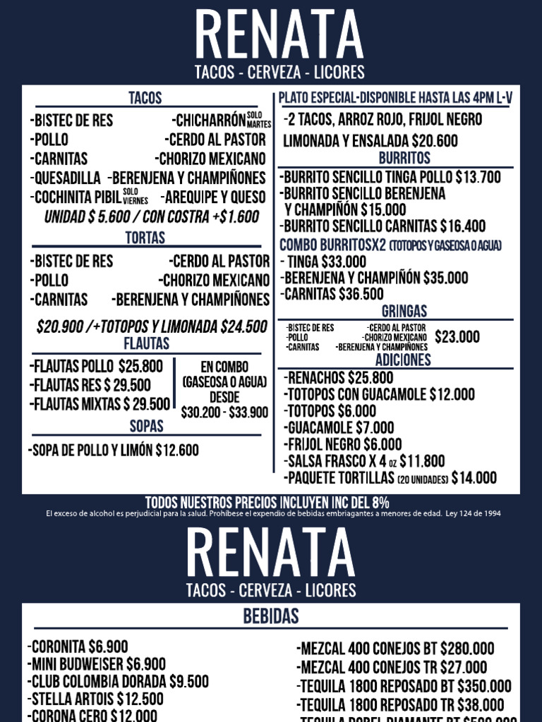 Menu Renata 250403 171902 | PDF