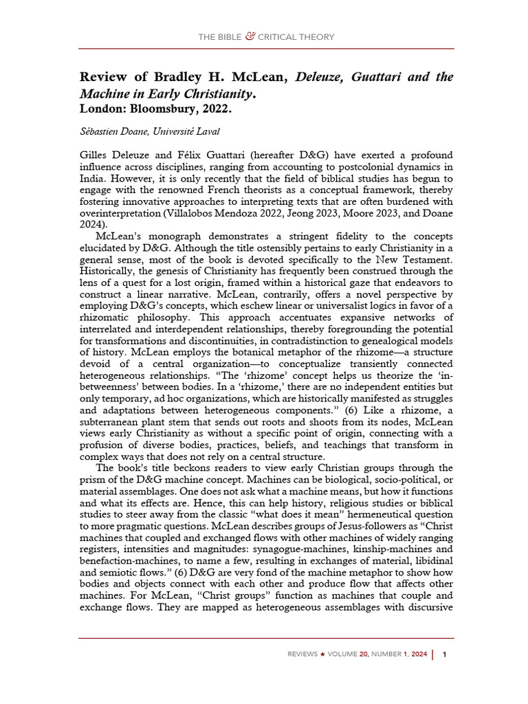 Doane On McLean Machine in Early Christianity | PDF | Exegesis | Bible