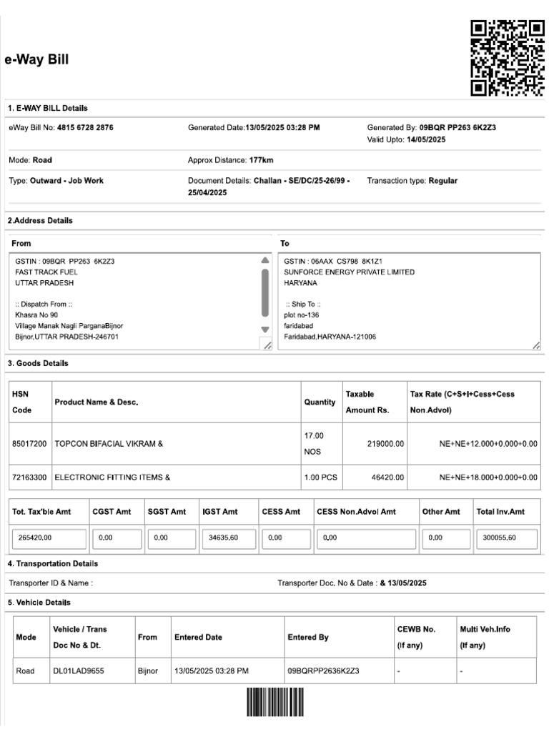 E Way Bill | PDF