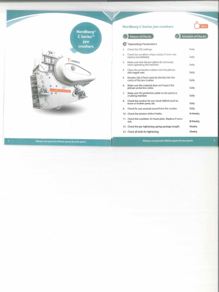 Daily Maintenance Hand Book Metso | PDF
