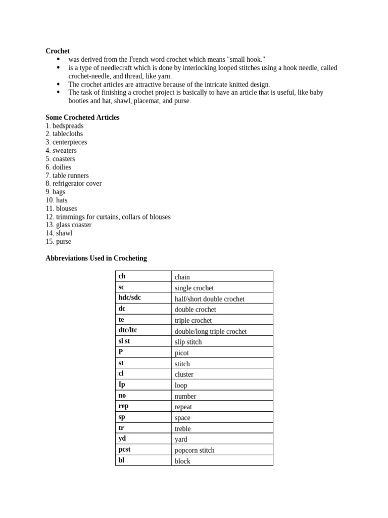 Lesson 10 - Crocheting | PDF | Crochet | Yarn