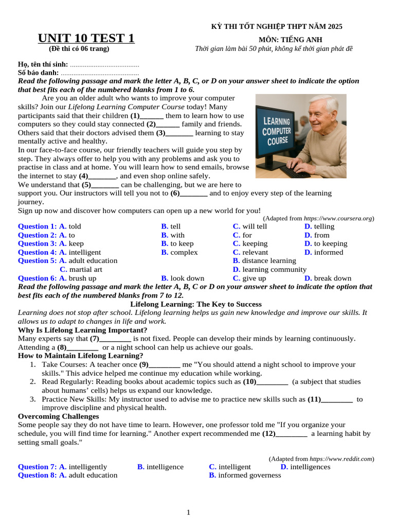 Test Unit 10 HS | PDF | Marie Curie | Cognition