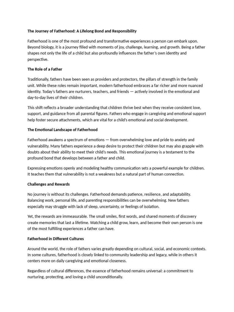 The Journey of Fatherhood | PDF | Father | Love