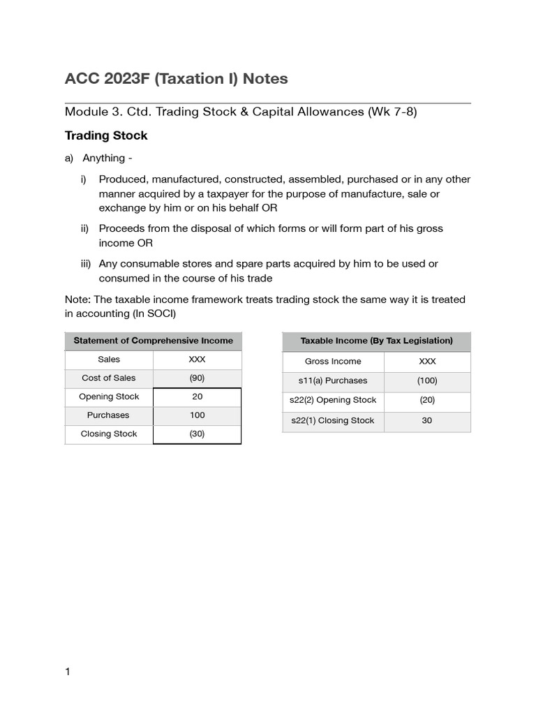 ACC 2023F Note WK 7 - 8 Print 3 Pages Only | PDF | Tax Deduction ...